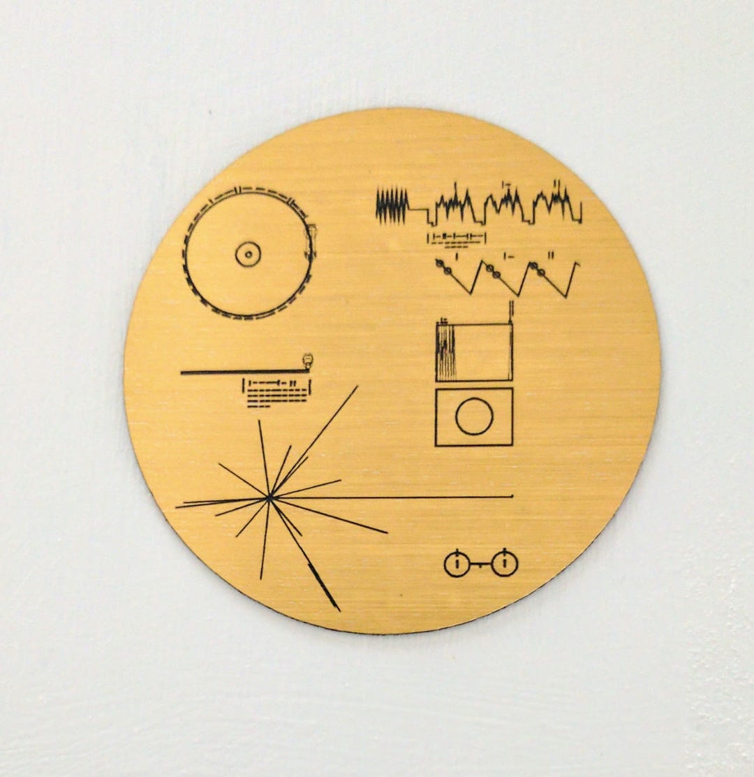 NASA Voyager Golden Record Magnet, Golden Metallic Laser Engraved ...