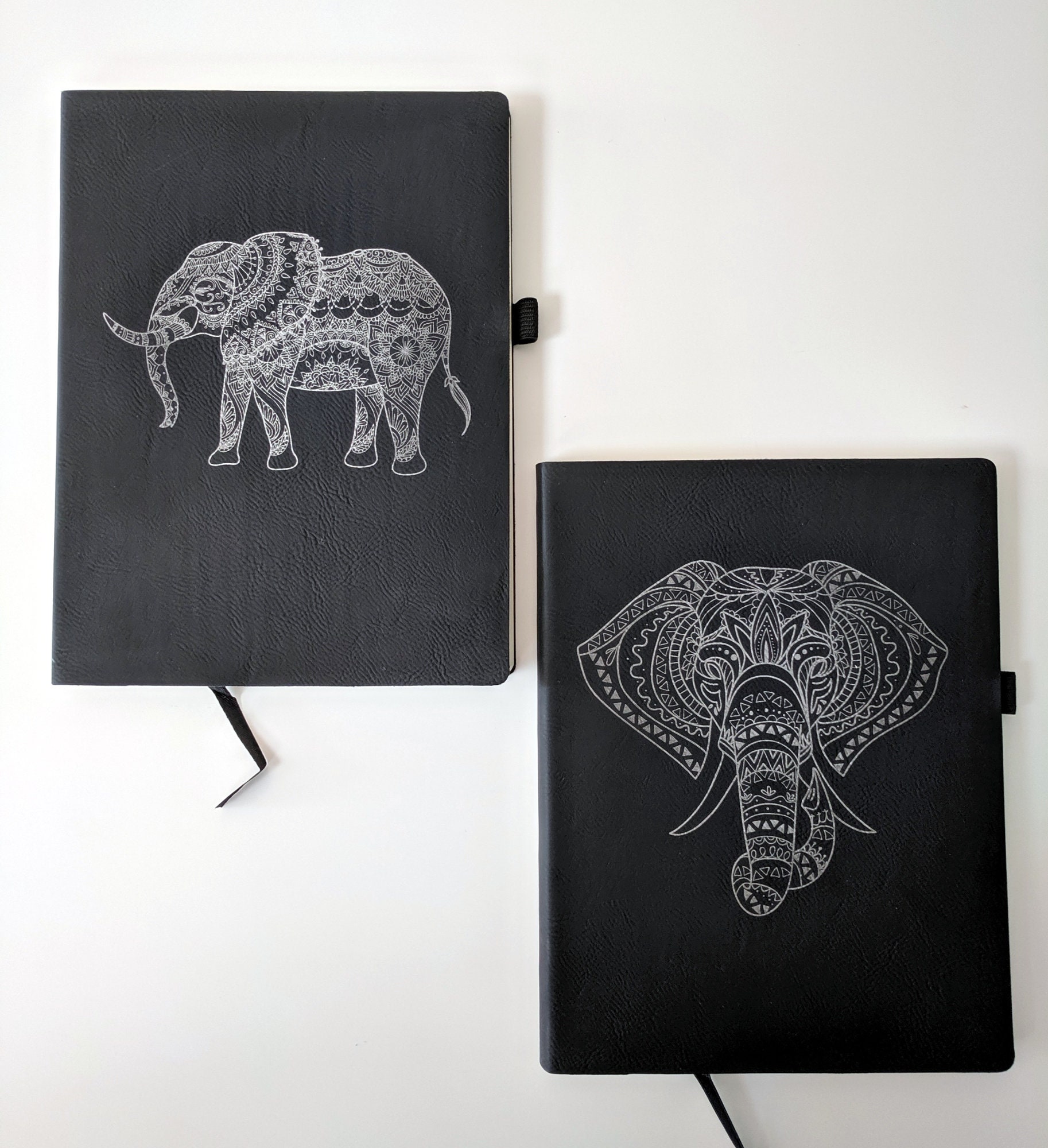 Elephant Notebook / Journal laser engraved on leatherette. Travel ...