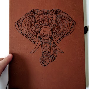 Elephant Notebook / Journal Laser Engraved on Leatherette. Travel ...