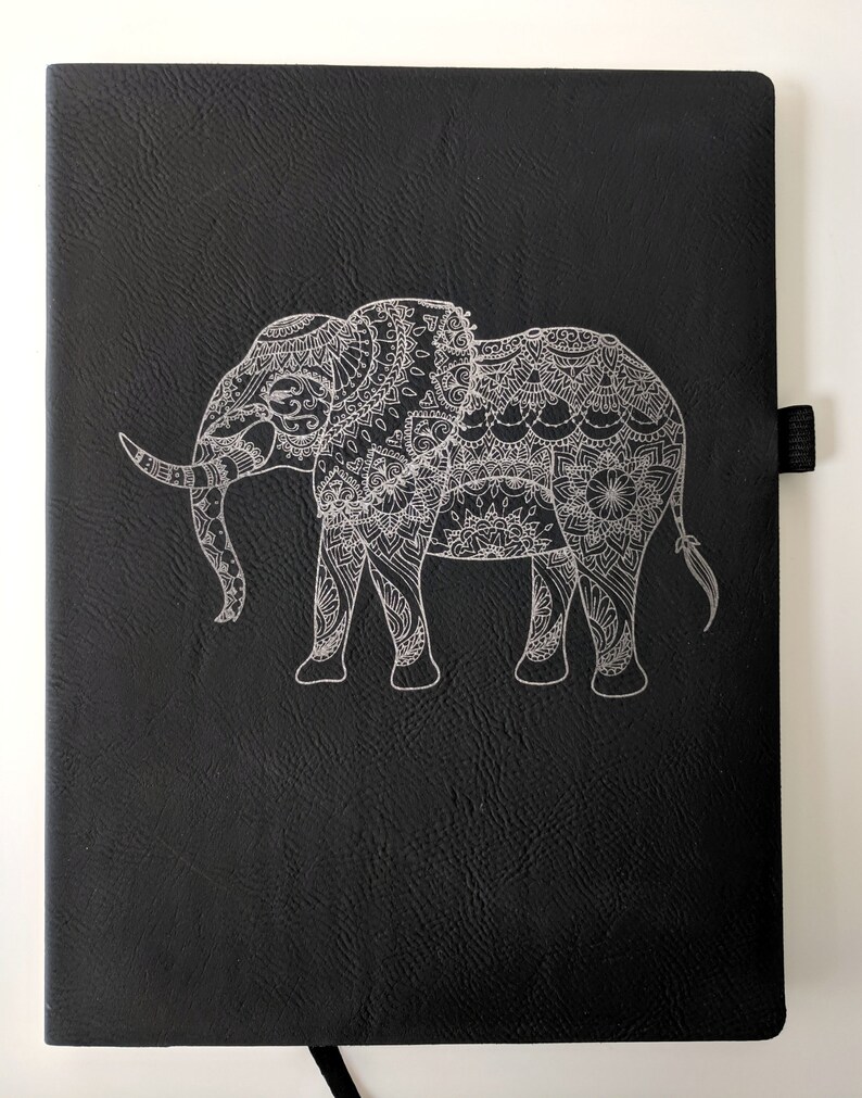 Elephant Notebook / Journal Laser Engraved on Leatherette. - Etsy