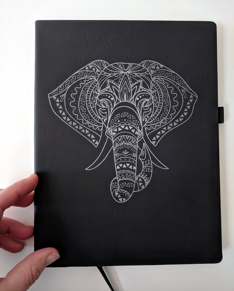 Elephant Notebook / Journal Laser Engraved on Leatherette. - Etsy