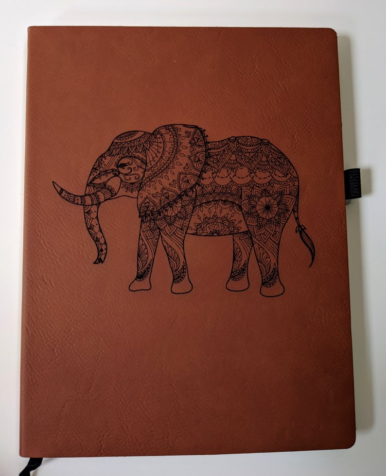 Elephant Notebook / Journal Laser Engraved on Leatherette. - Etsy