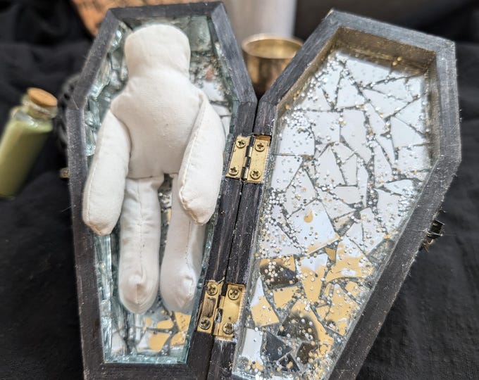 Mirrored Coffin Box With Poppet - Witchcraft, Hoodoo, Reversing, Mirror ...