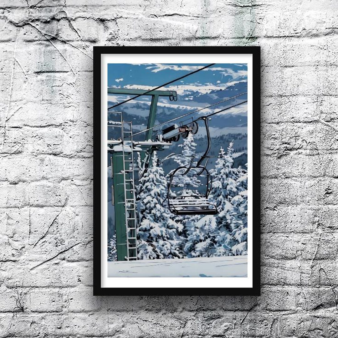 Ski Lift Digital Art Print - Etsy