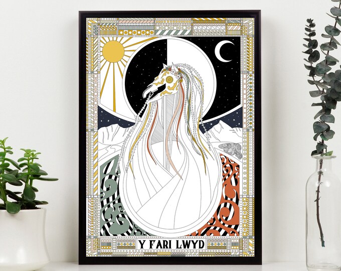 MARI LWYD | Y Fari Lwyd - Efa Lois Print | Welsh Spooky Folklore ...