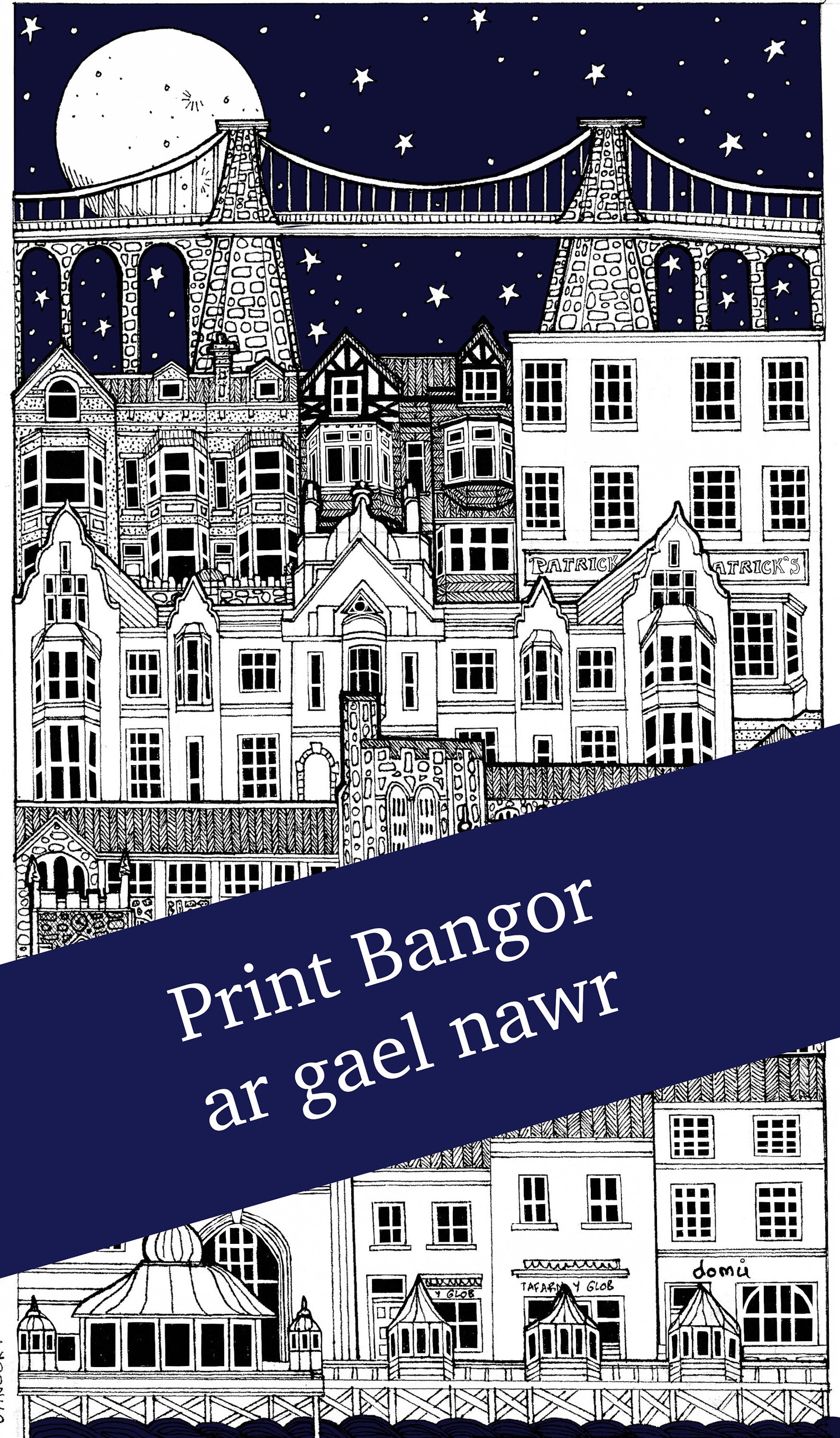 Bangor North Wales Rhithganfyddiad Print Bangor Print | Etsy