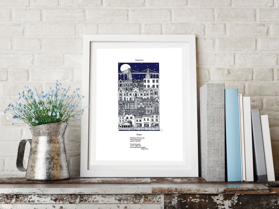 Bangor North Wales Rhithganfyddiad Print Bangor Print | Etsy