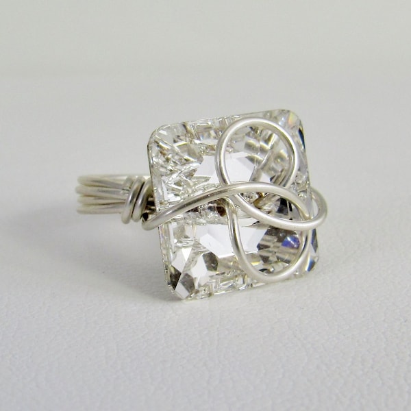 Square Crystal Ring - Etsy
