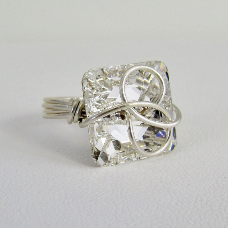 Square Crystal Ring - Etsy