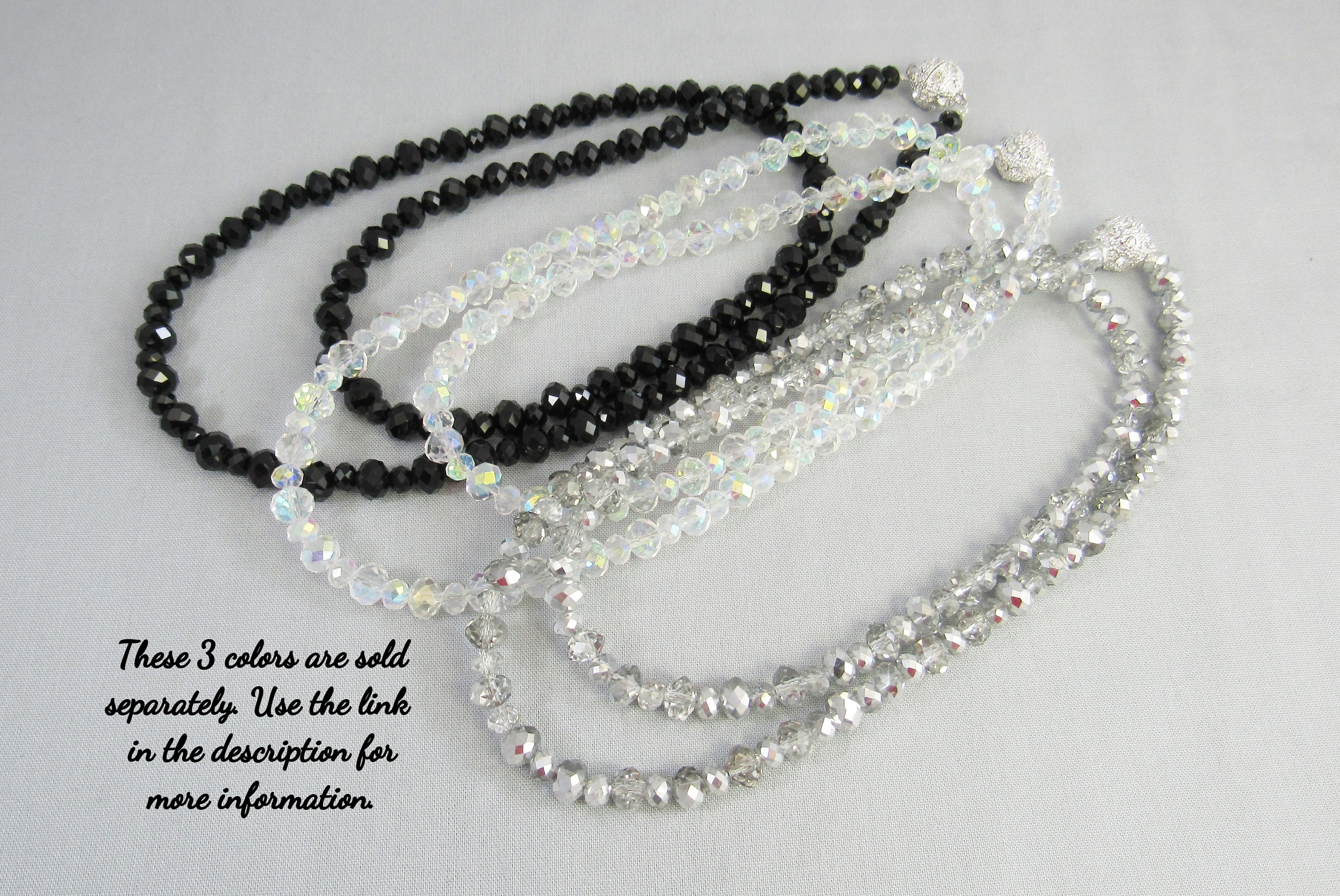 Long Red Crystal Bead Necklace With Magnetic Clasp, Disability Friendly ...