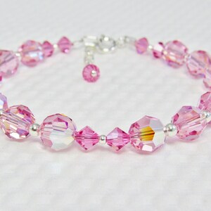 Pink Crystal Bracelet Sterling Silver, October Birthstone Jewelry ...