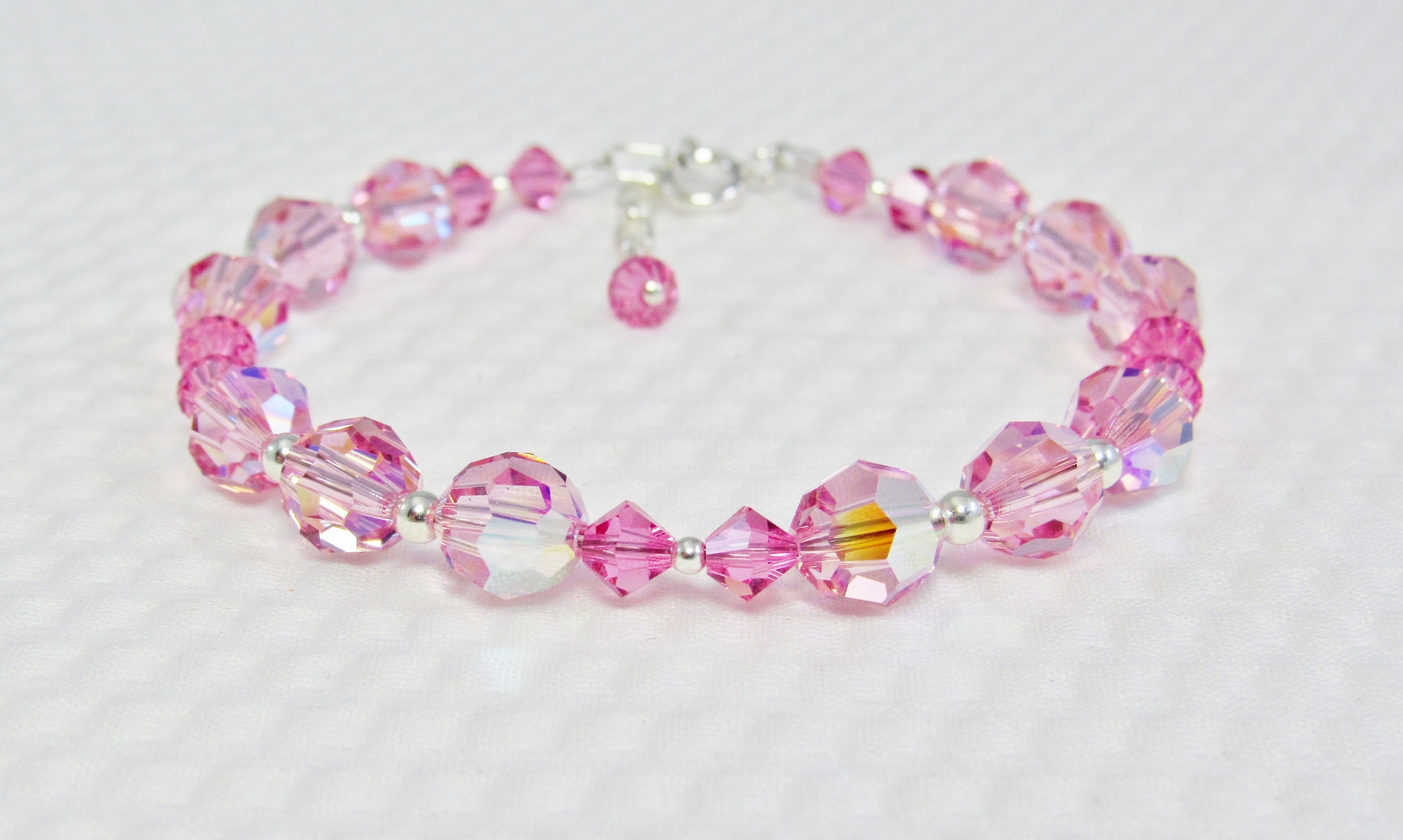 Pink Crystal Bracelet Sterling Silver, October Birthstone Jewelry ...