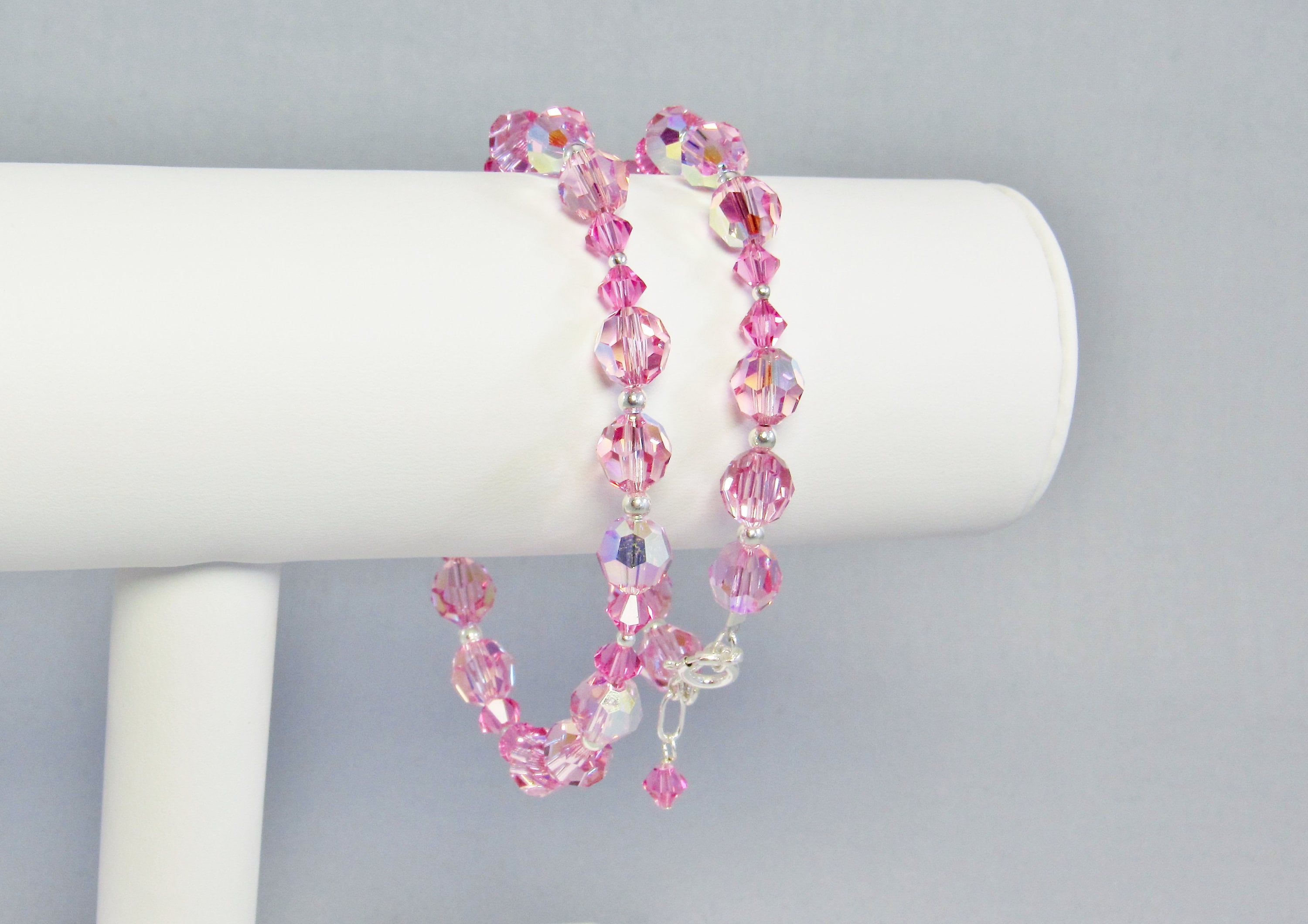 Pink Crystal Bracelet Sterling Silver, October Birthstone Jewelry ...