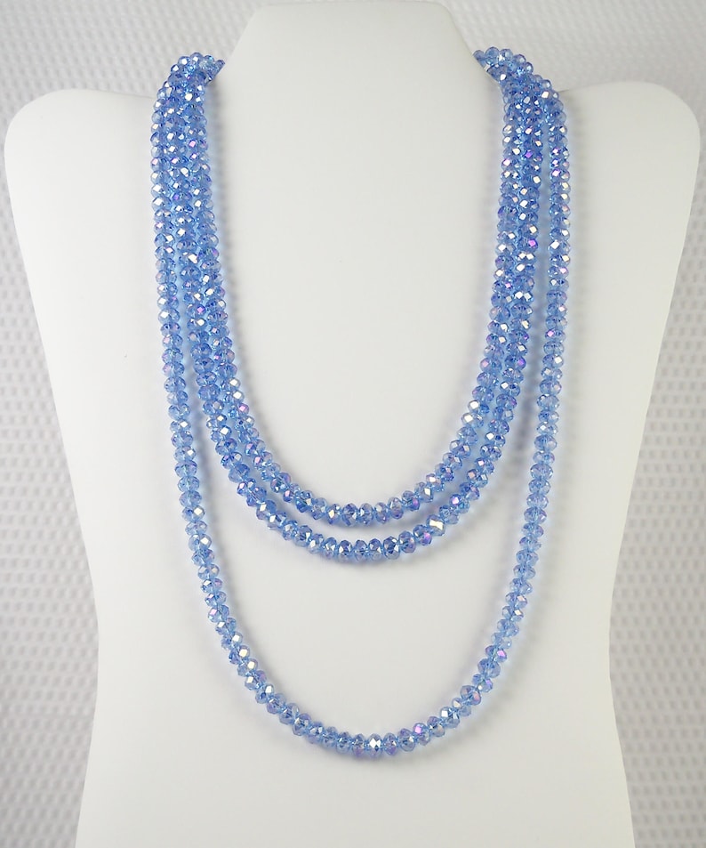 Extra Long Crystal Bead Necklace, Double & Triple Wrap Magnetic Clasp ...