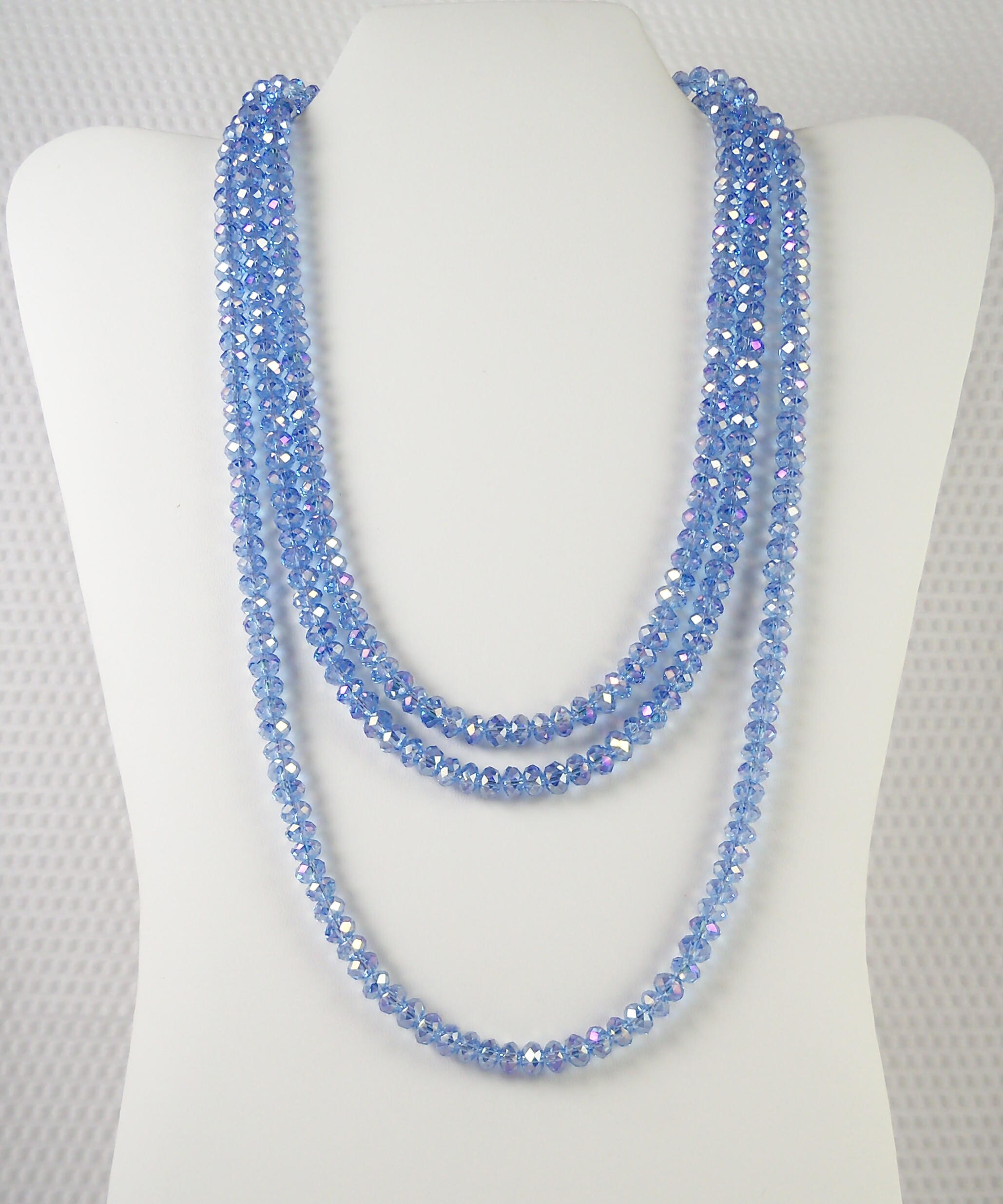 Extra Long Crystal Bead Necklace, Double & Triple Wrap Magnetic Clasp ...