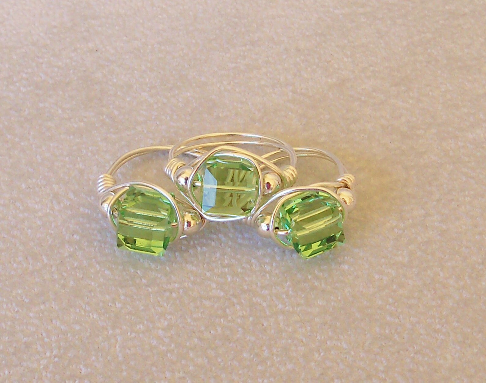 Square Crystal Ring Sterling Silver Wire Wrapped Ring Crystal - Etsy