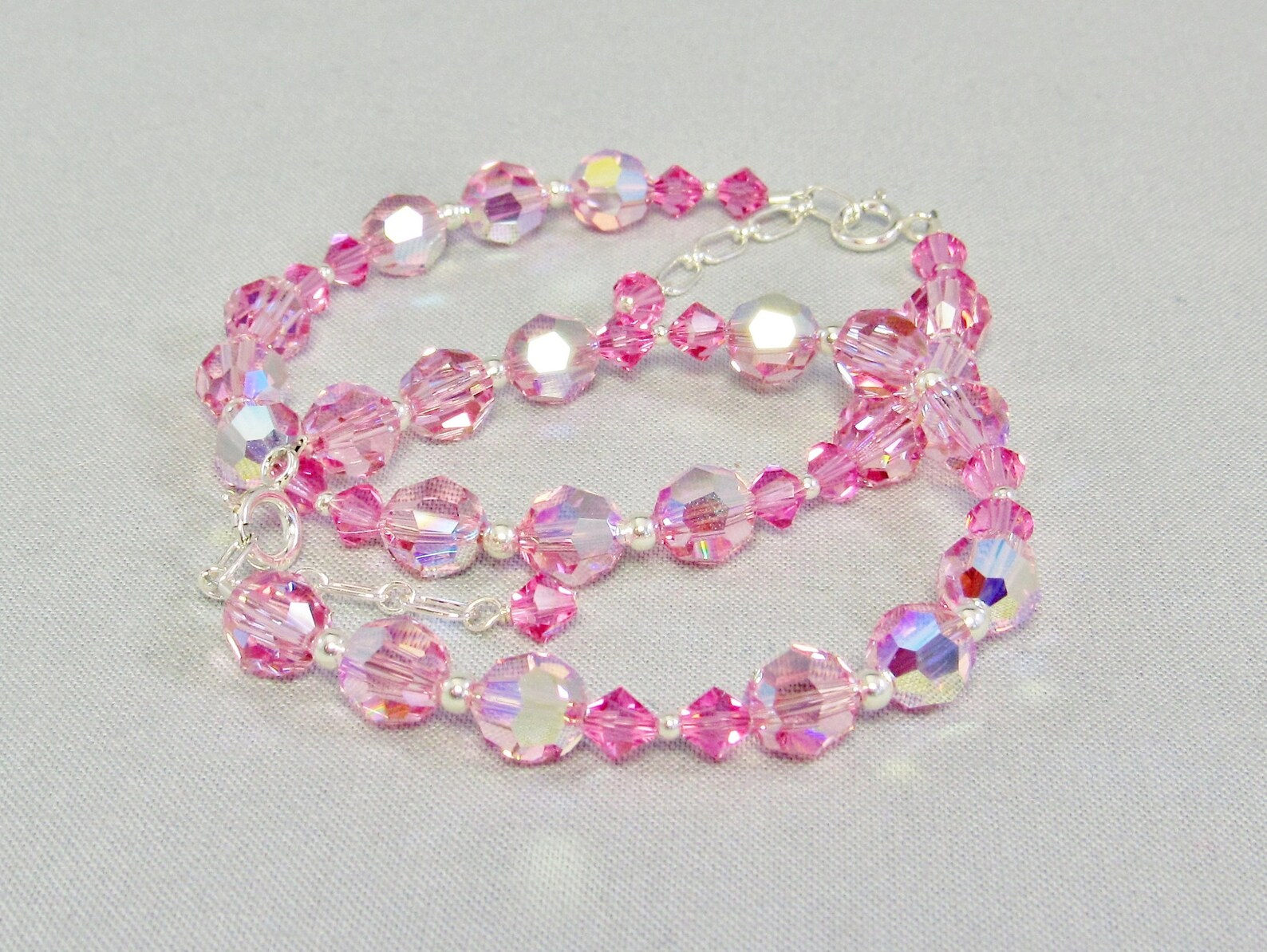 Pink Crystal Bracelet Sterling Silver, October Birthstone Jewelry ...