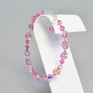 Pink Crystal Bracelet Sterling Silver, October Birthstone Jewelry ...