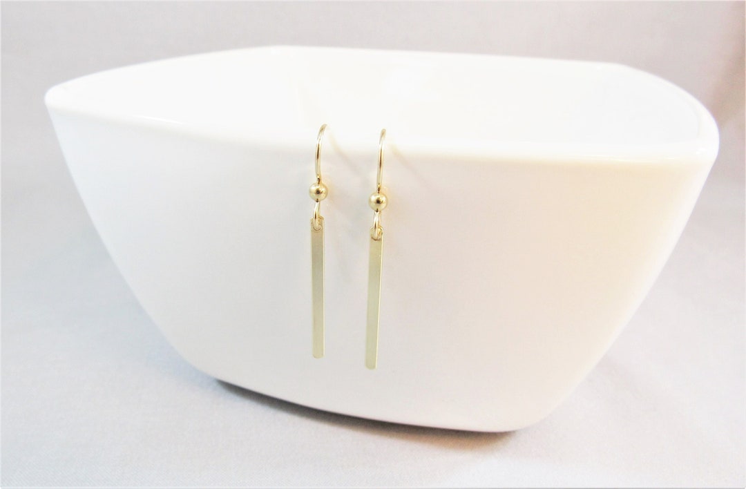 Simple Gold Bar Earrings, Small 14K Gold Fill Minimalist Jewelry, Slim ...