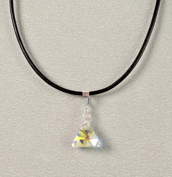 Triangle Crystal Pendant Clear Crystal AB Jewelry With - Etsy
