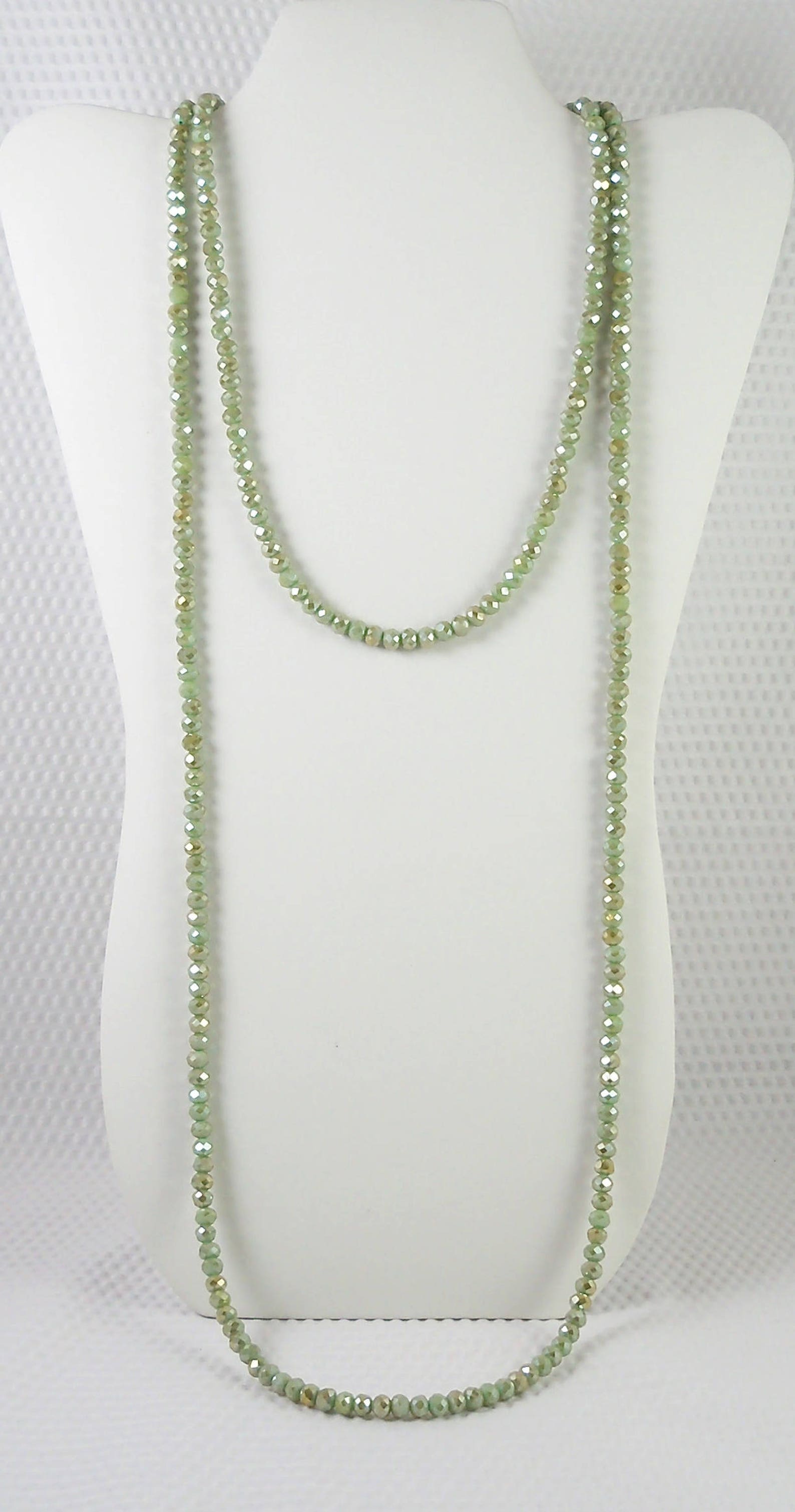 Extra Long Crystal Bead Necklace, Double & Triple Wrap Magnetic Clasp ...