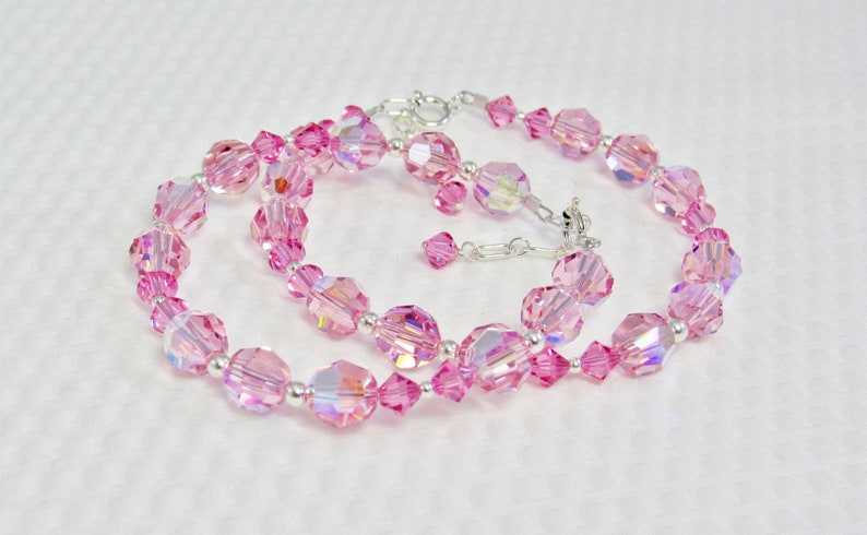 Pink Crystal Bracelet Sterling Silver, October Birthstone Jewelry ...