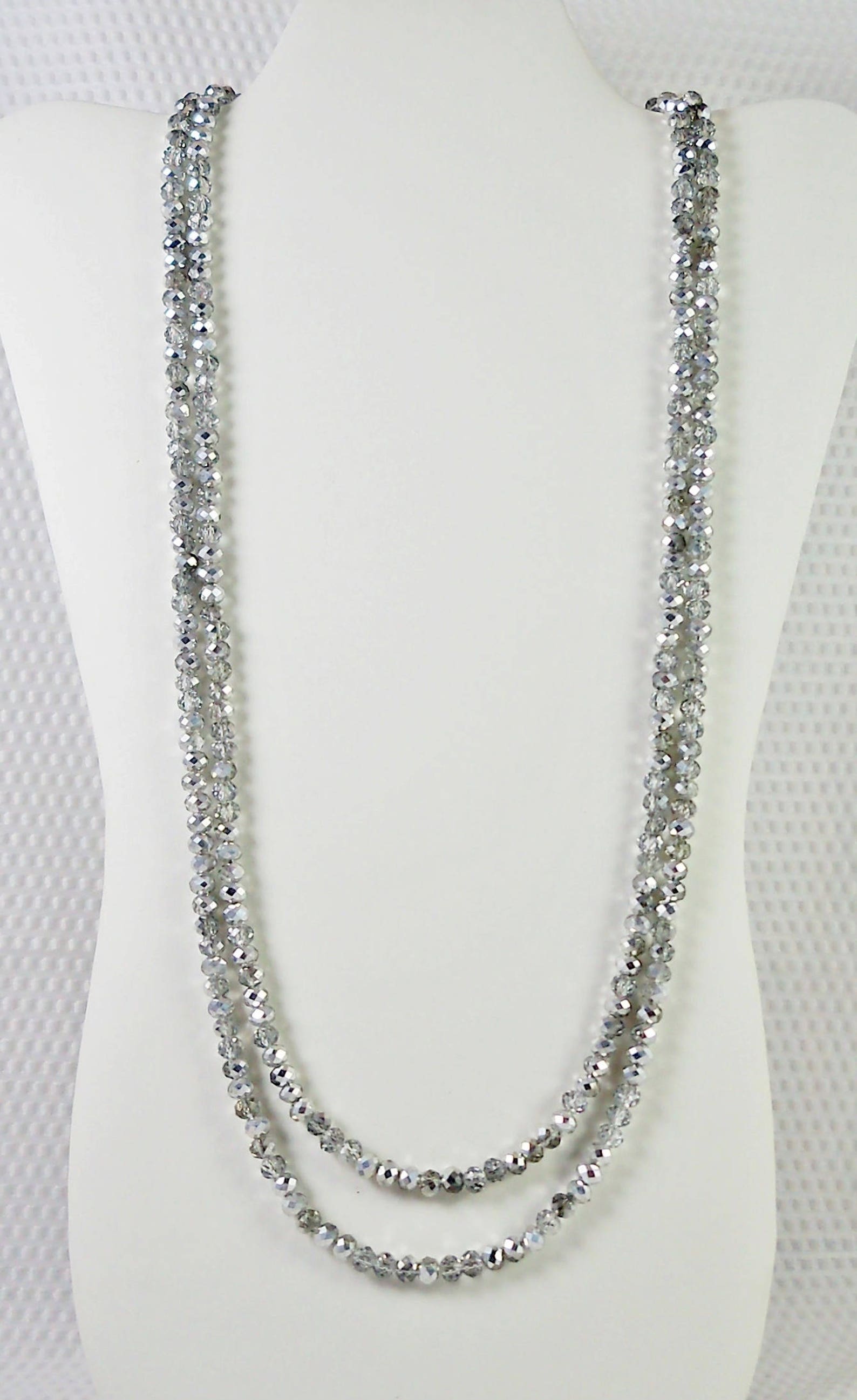 Extra Long Crystal Bead Necklace, Double & Triple Wrap Magnetic Clasp ...