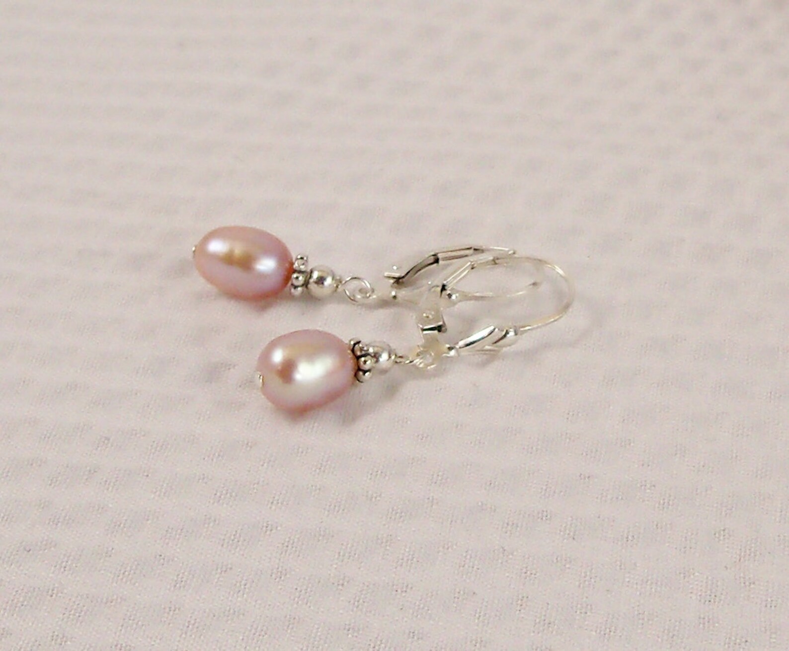 Small Pink Freshwater Pearl Drop Earrings Sterling Silver | Etsy