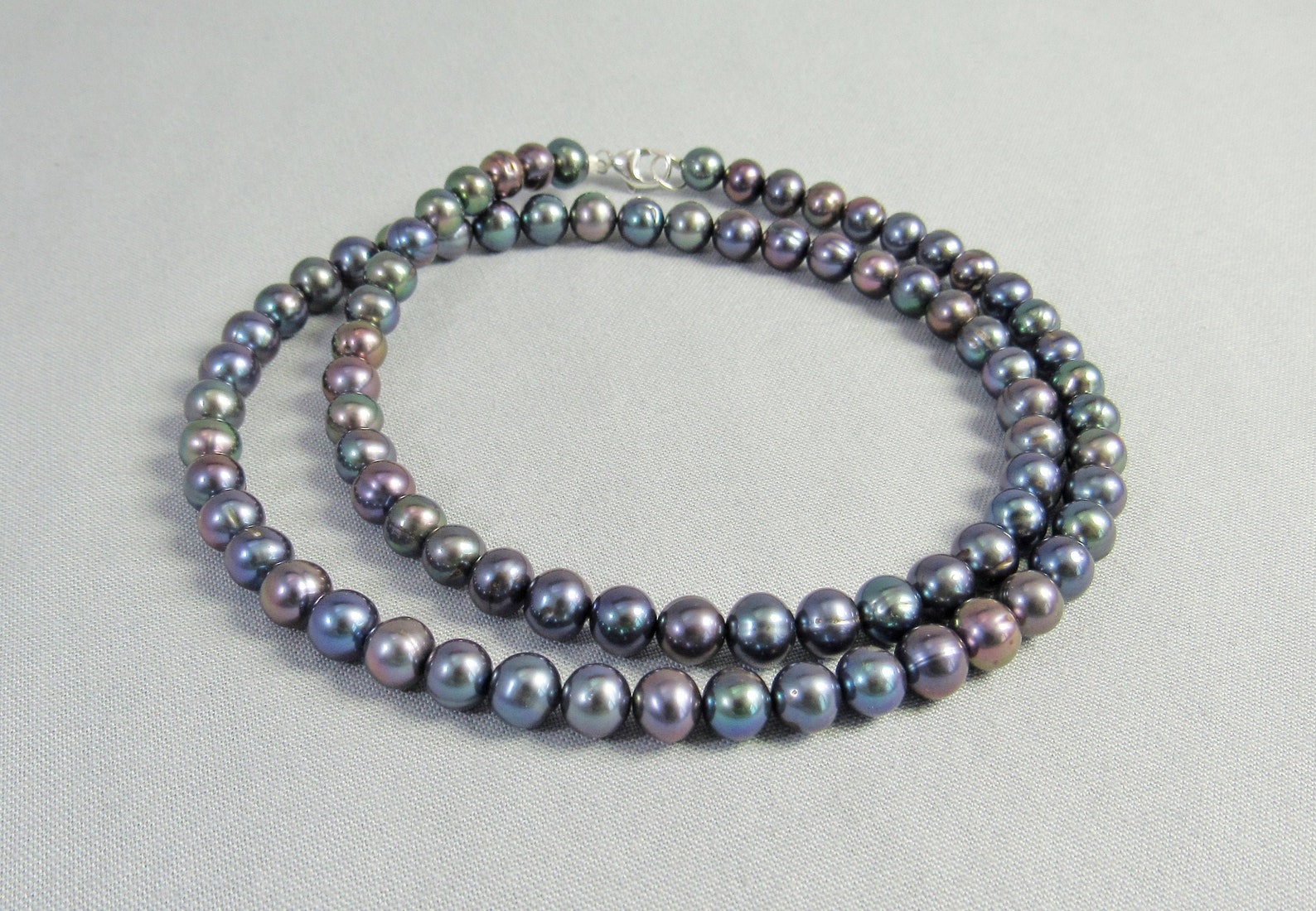 Dark Grey Pearl Necklace Gray Freshwater Pearl Jewelry | Etsy