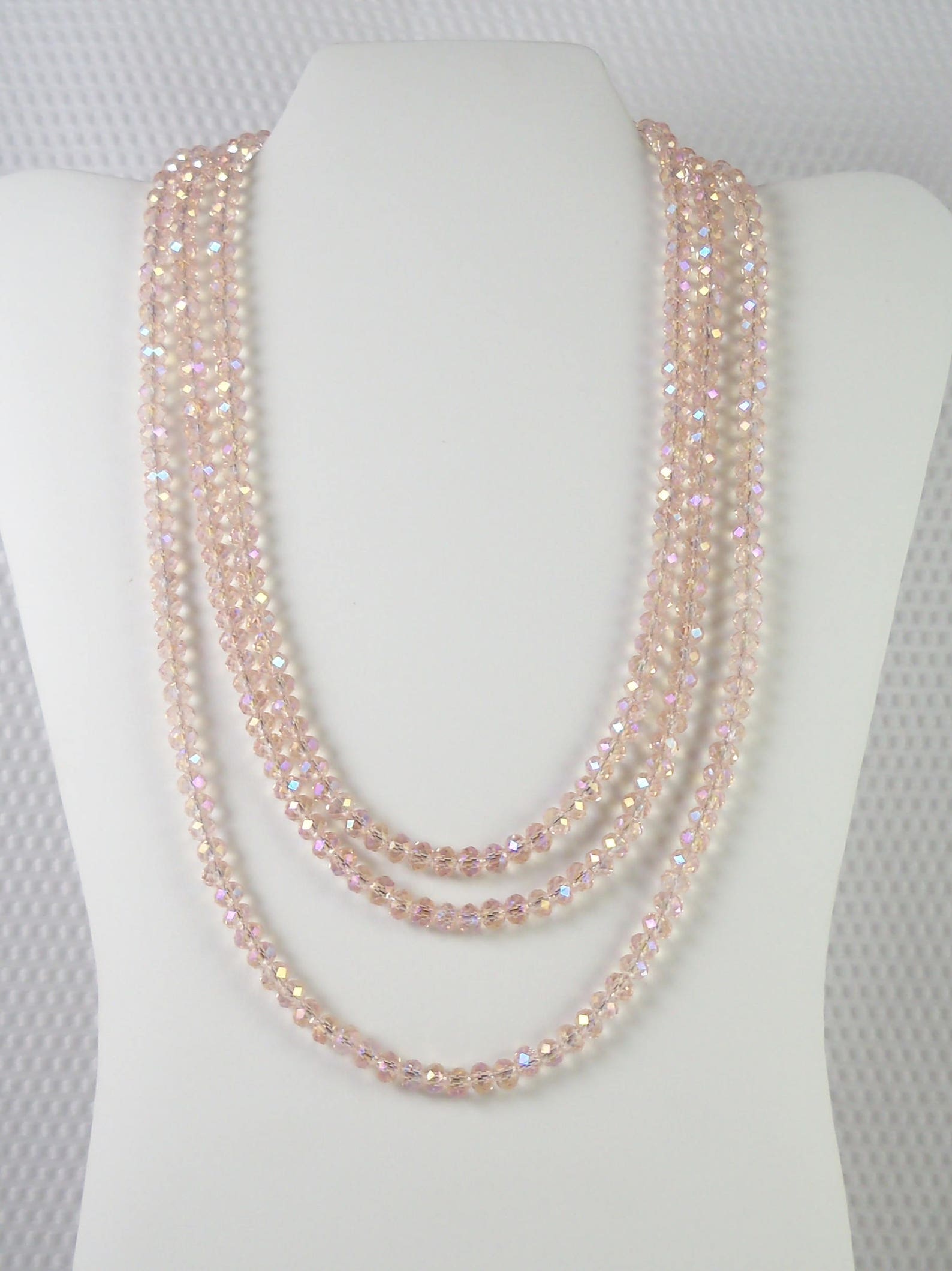 Extra Long Crystal Bead Necklace, Double & Triple Wrap Magnetic Clasp ...