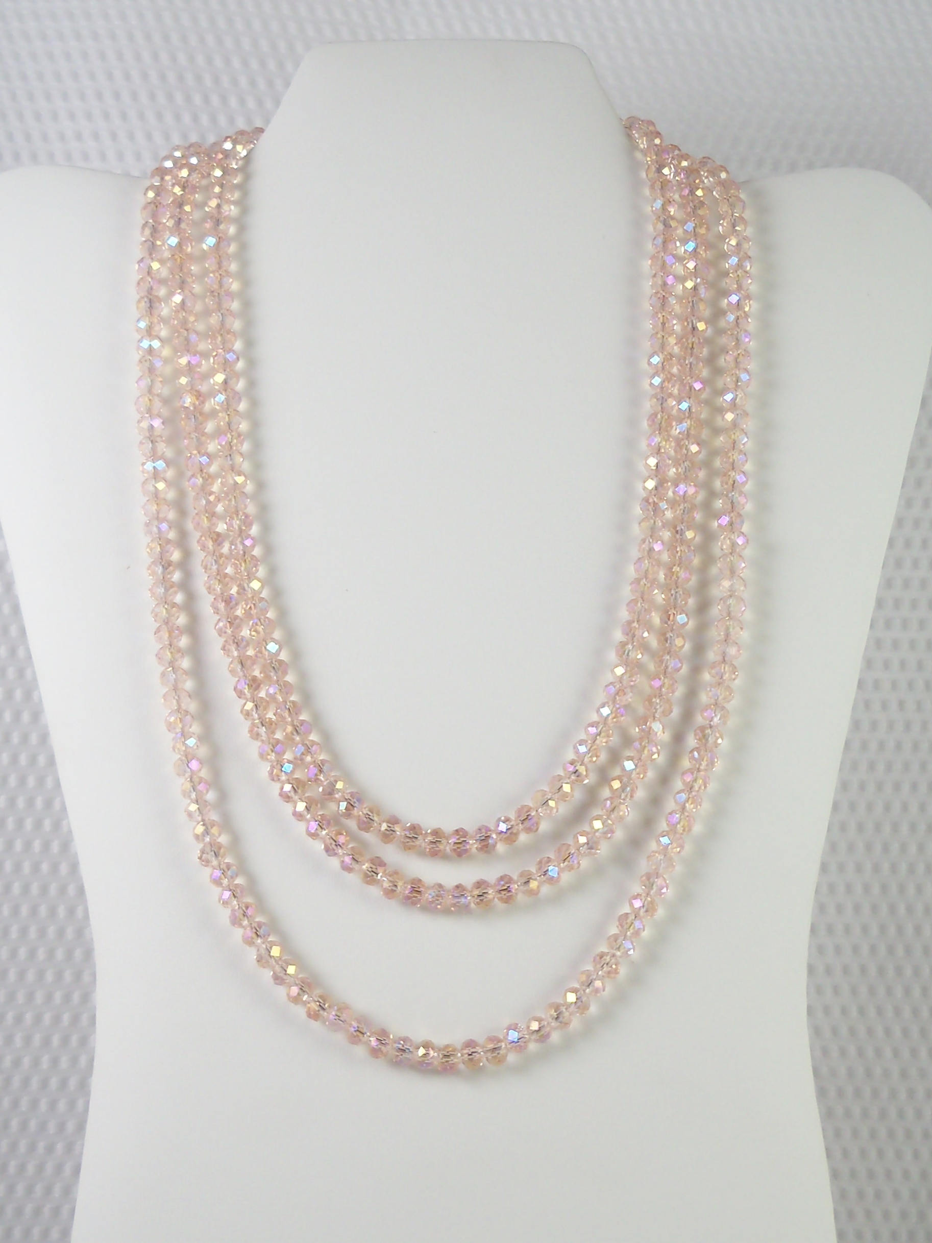 Extra Long Crystal Bead Necklace, Double & Triple Wrap Magnetic Clasp ...