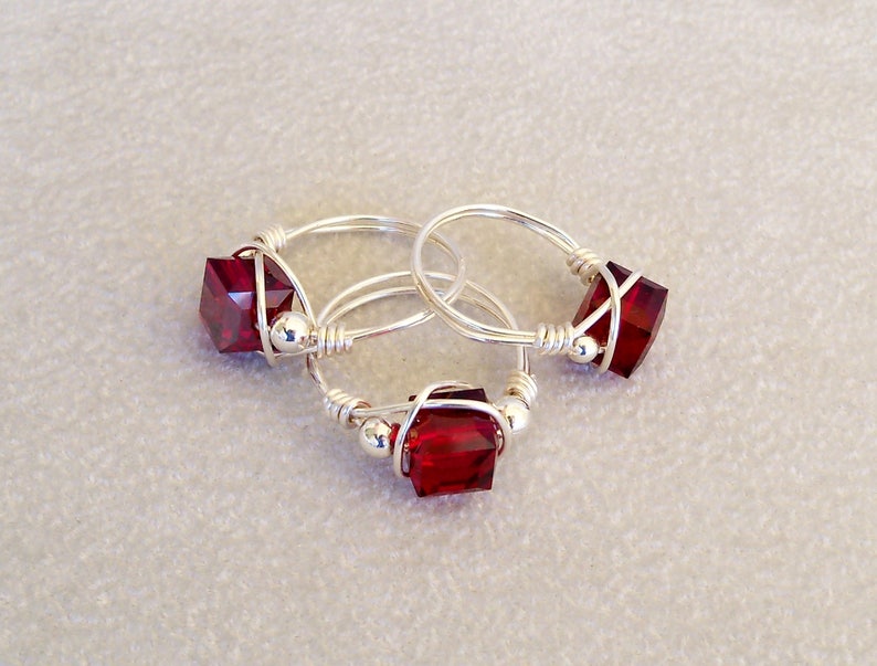Square Crystal Ring Sterling Silver Wire Wrapped Ring Crystal - Etsy