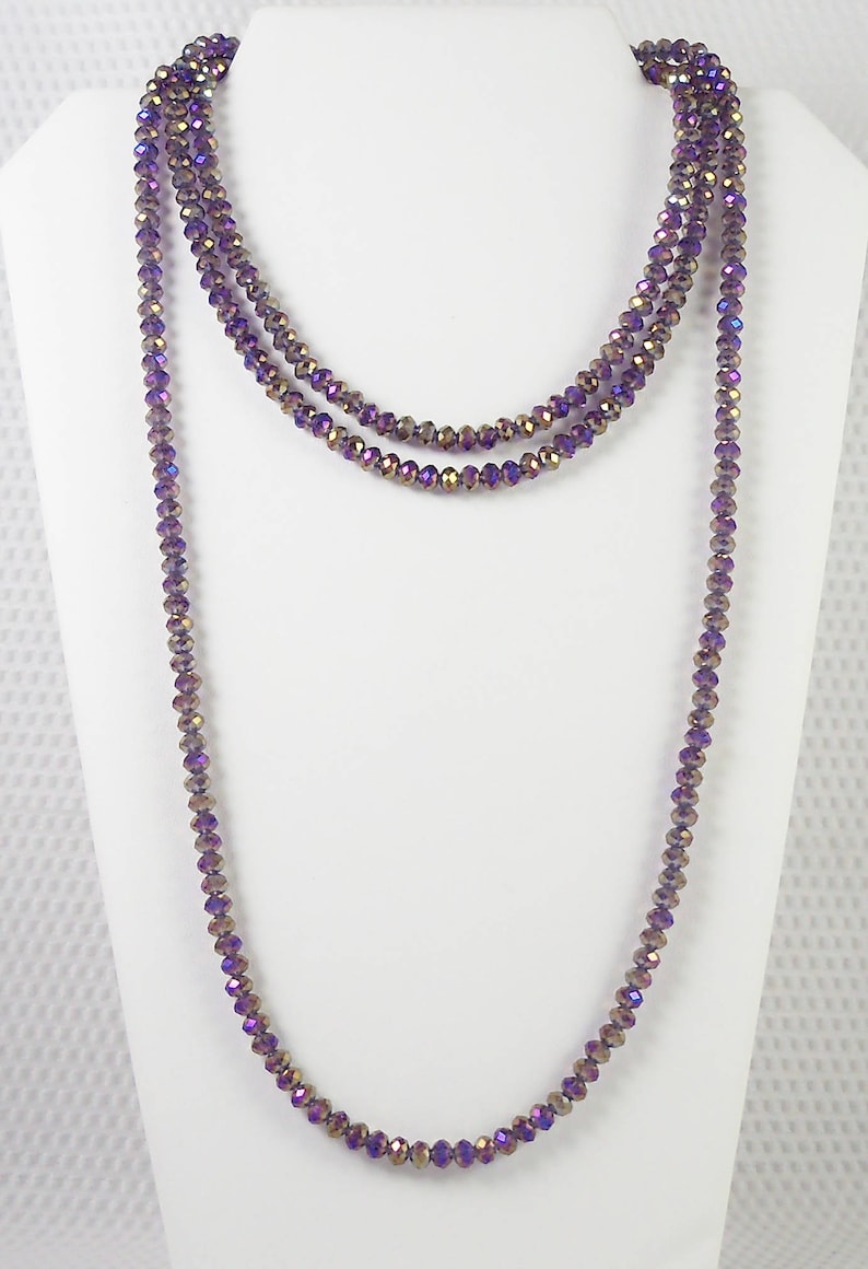 Extra Long Crystal Bead Necklace, Double & Triple Wrap Magnetic Clasp ...
