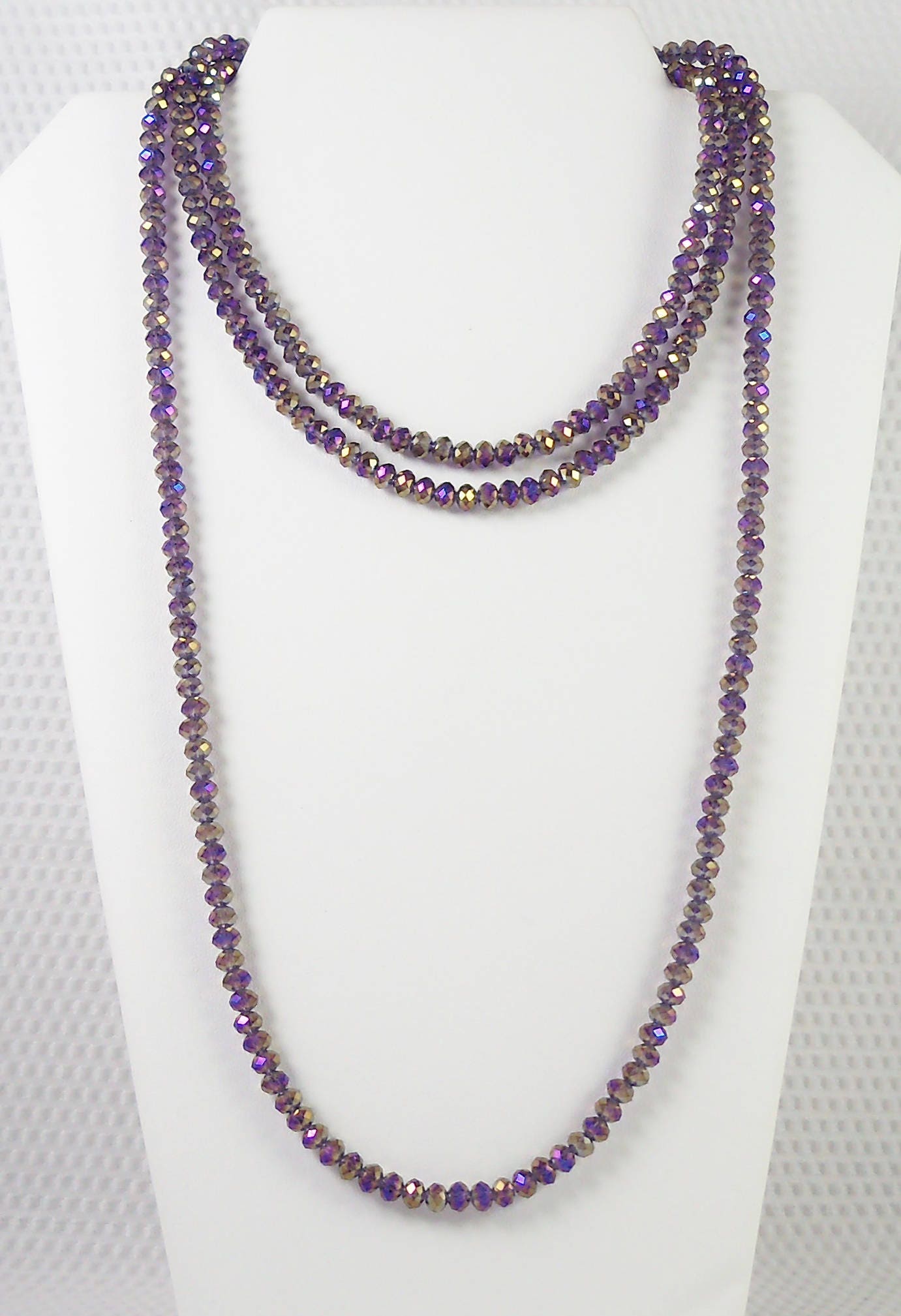Extra Long Crystal Bead Necklace, Double & Triple Wrap Magnetic Clasp ...