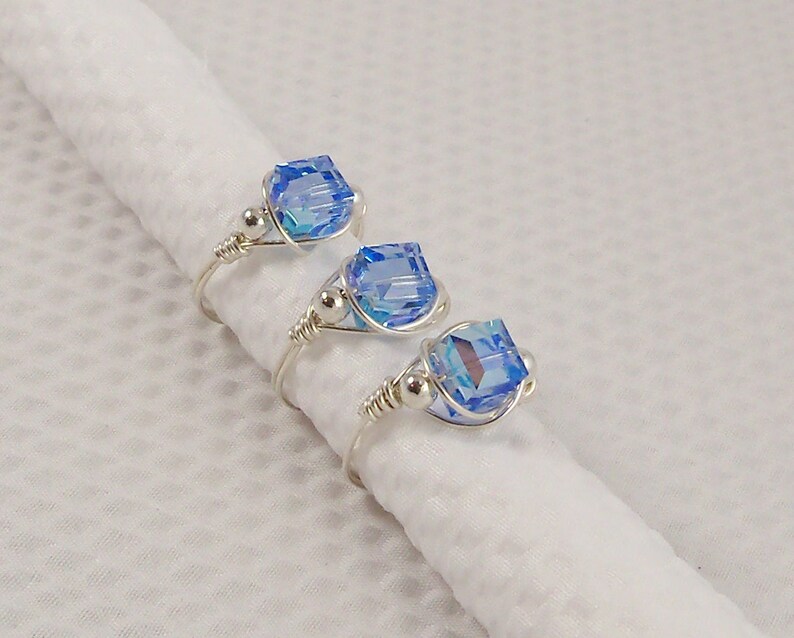 Square Crystal Ring Sterling Silver Wire Wrapped Ring Crystal - Etsy