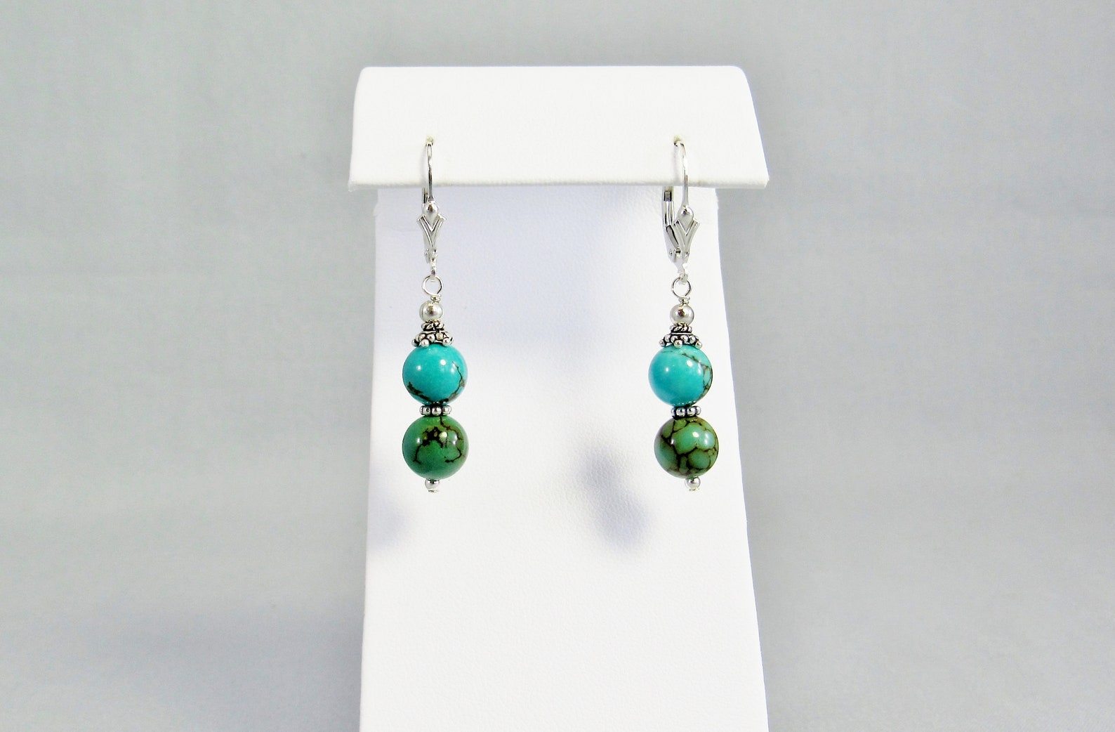 Real Turquoise Dangle Earrings With Sterling Silver Bright - Etsy