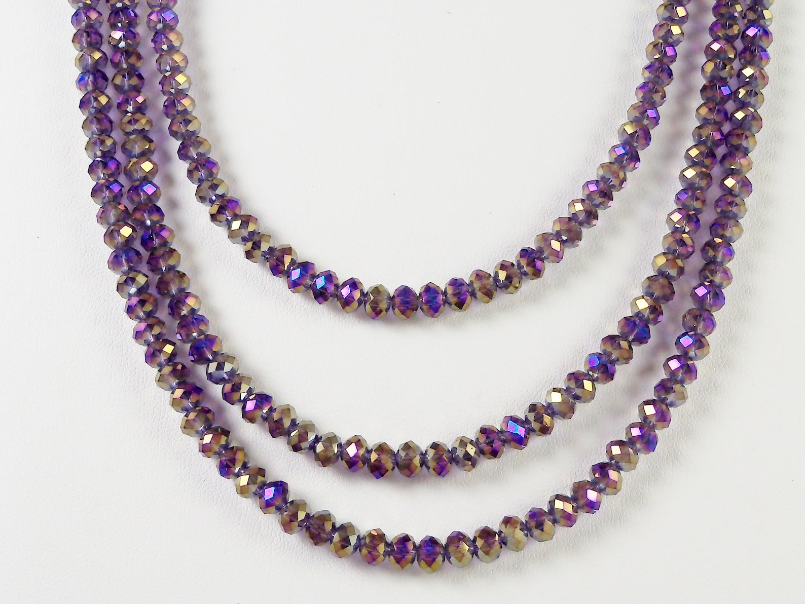 Extra Long Crystal Bead Necklace, Double & Triple Wrap Magnetic Clasp ...