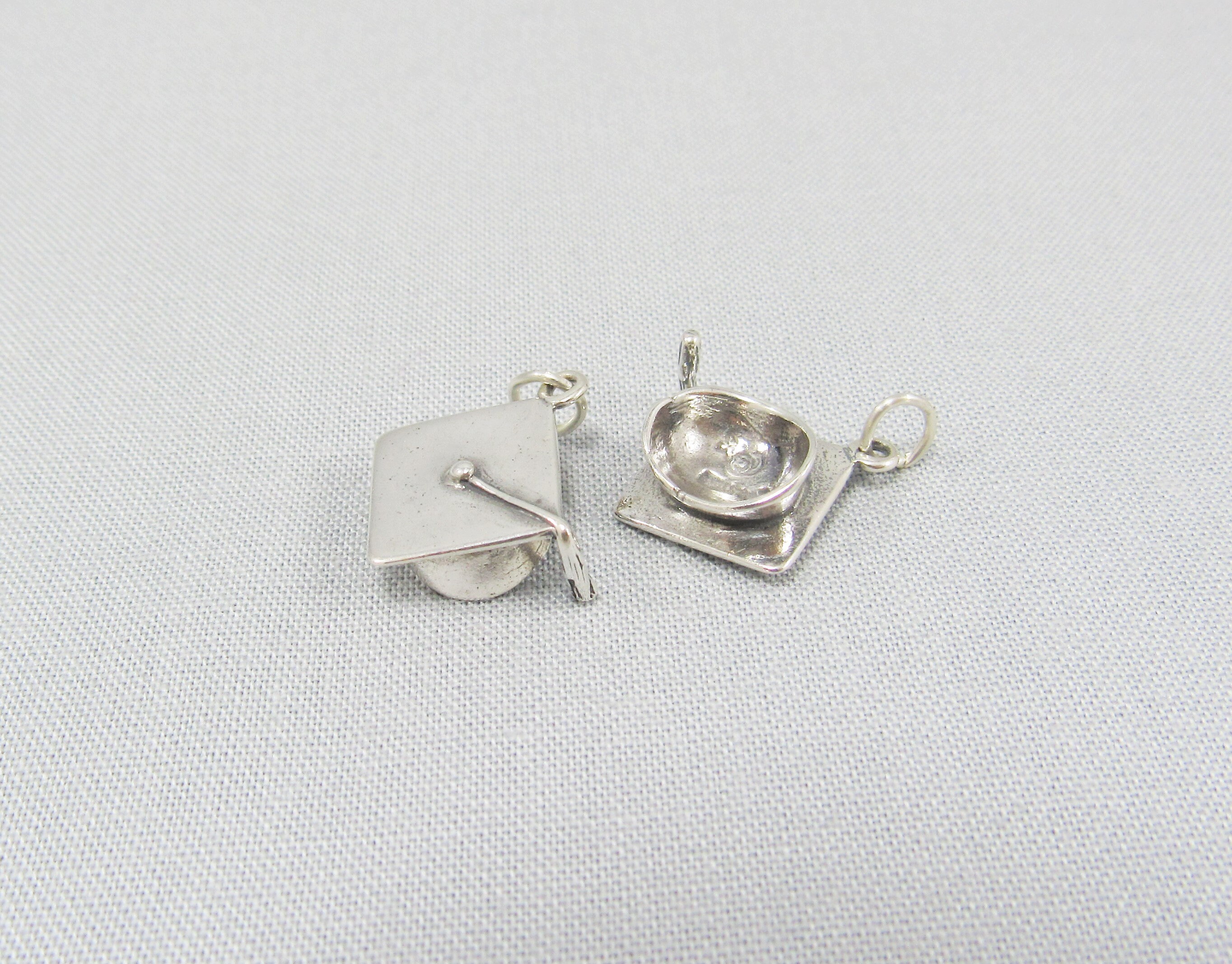 Sterling Silver Graduation Cap Charm, Small Grad Hat Dangle Jewelry ...