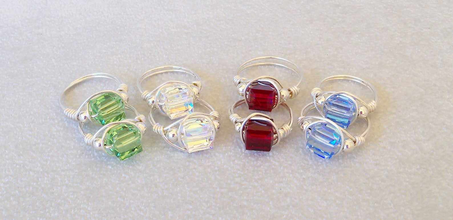 Square Crystal Ring Sterling Silver Wire Wrapped Ring Crystal - Etsy