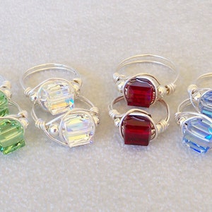 Square Crystal Ring, Sterling Silver Wire Wrapped Ring Crystal Cube ...