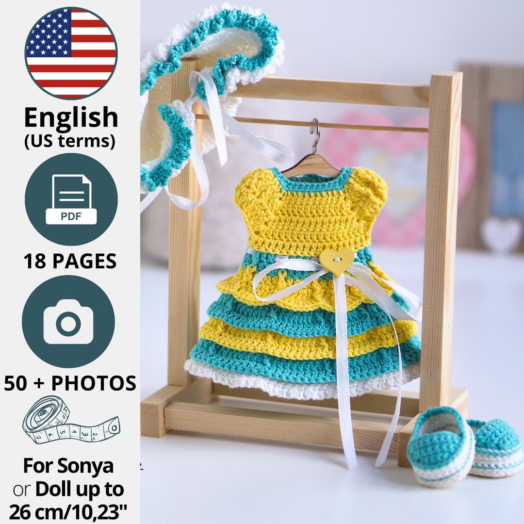 Crochet Doll Clothes Pattern - Gina Outfit for Sonya (english PDF ...
