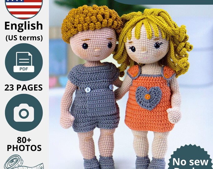 Crochet Doll Pattern With Clothes, One Piece Crochet Doll Boy Girl ...