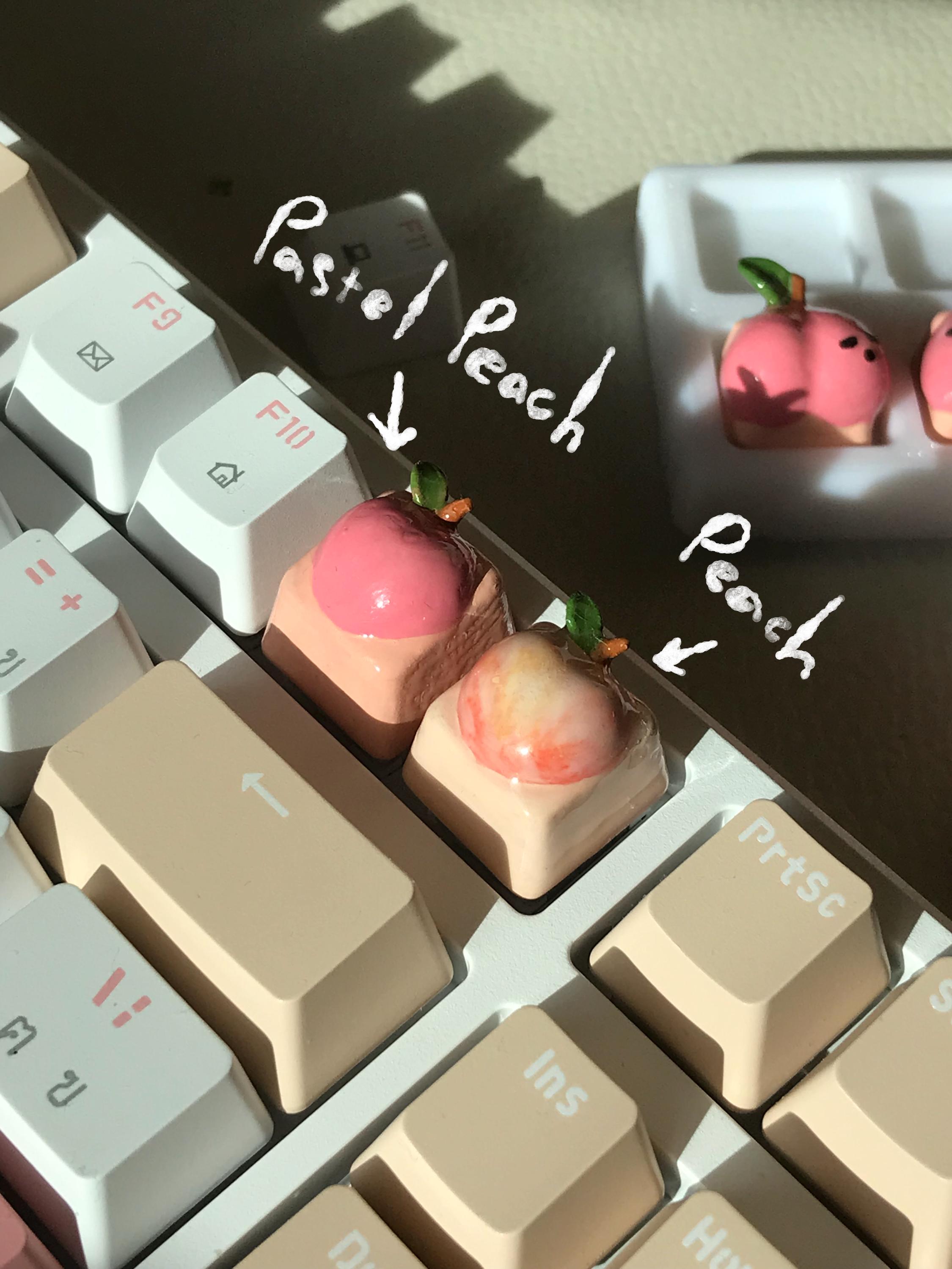 Kawaii Peach Artisan Keycap | Handmade Resin Fruit Key | Pink Custom ...