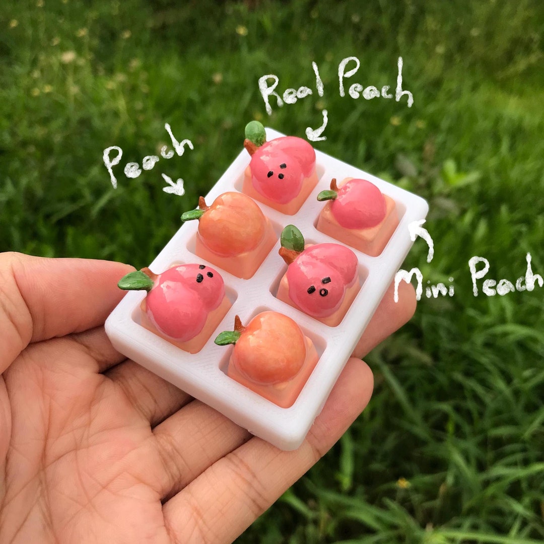 Kawaii Peach Artisan Keycap | Handmade Resin Fruit Key | Pink Custom ...