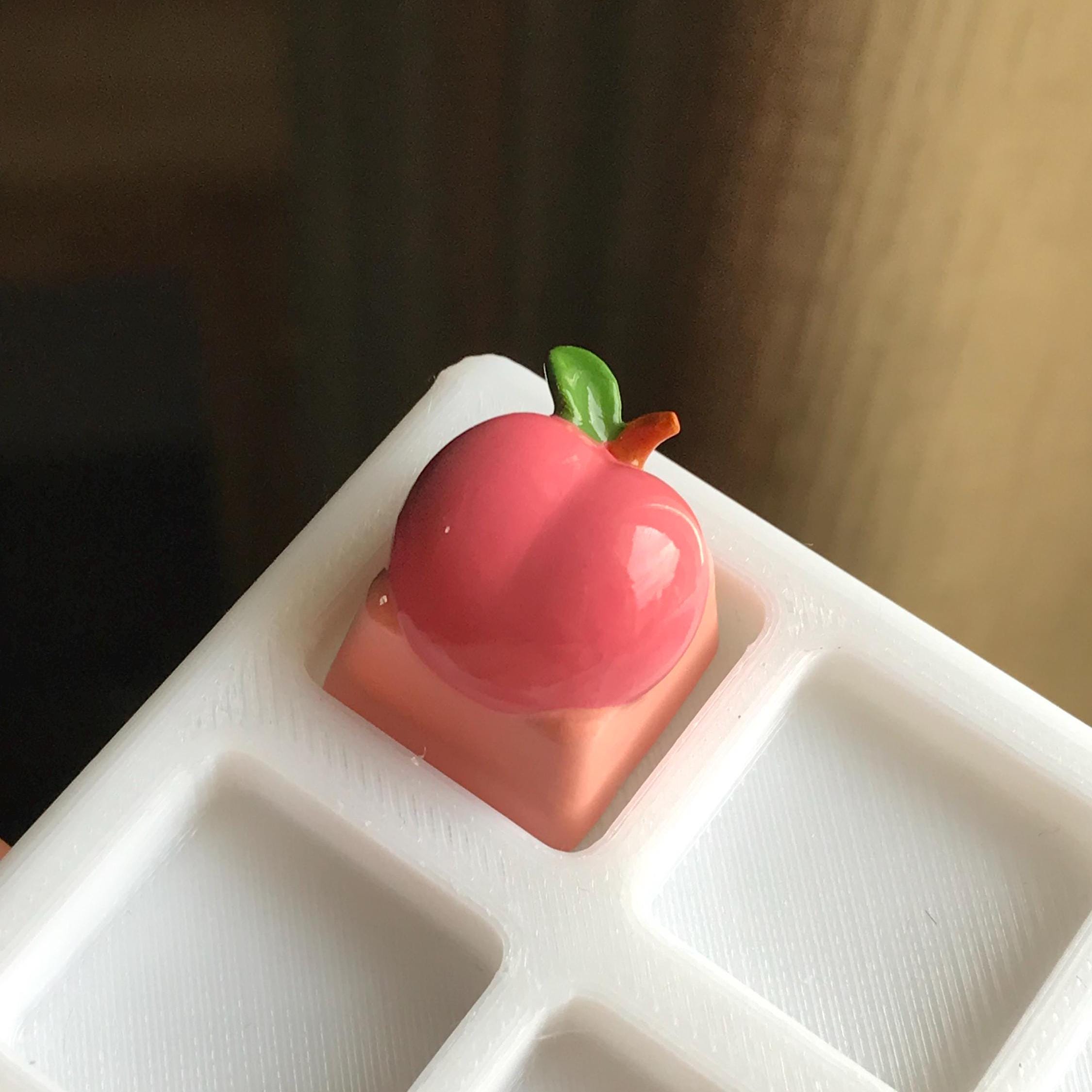 Kawaii Peach Artisan Keycap | Handmade Resin Fruit Key | Pink Custom ...