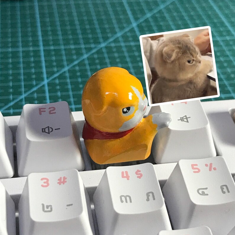 Kawaii Meme Cat Keycaps Artisan Keycaps Mechanical Keyboards Cherry MX ...