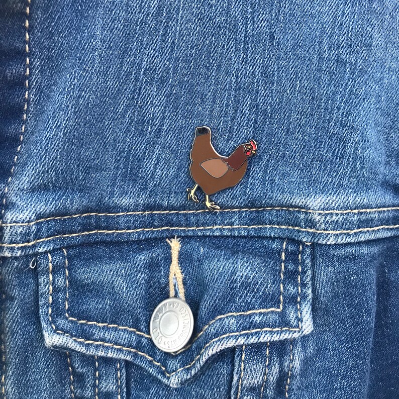 Chicken Enamel Pin Red Rhode Island CHICKPIN | Etsy