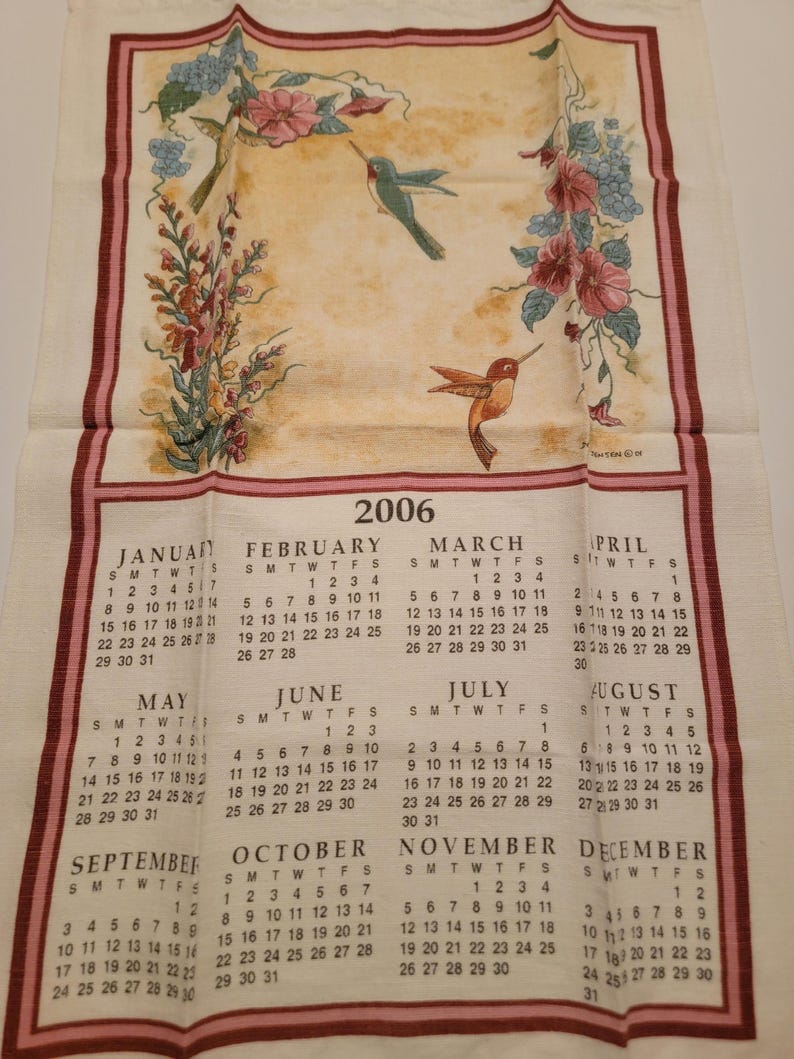 Vintage Textiles Kitchen Tea Towels Linens 2000s Calendar - Etsy