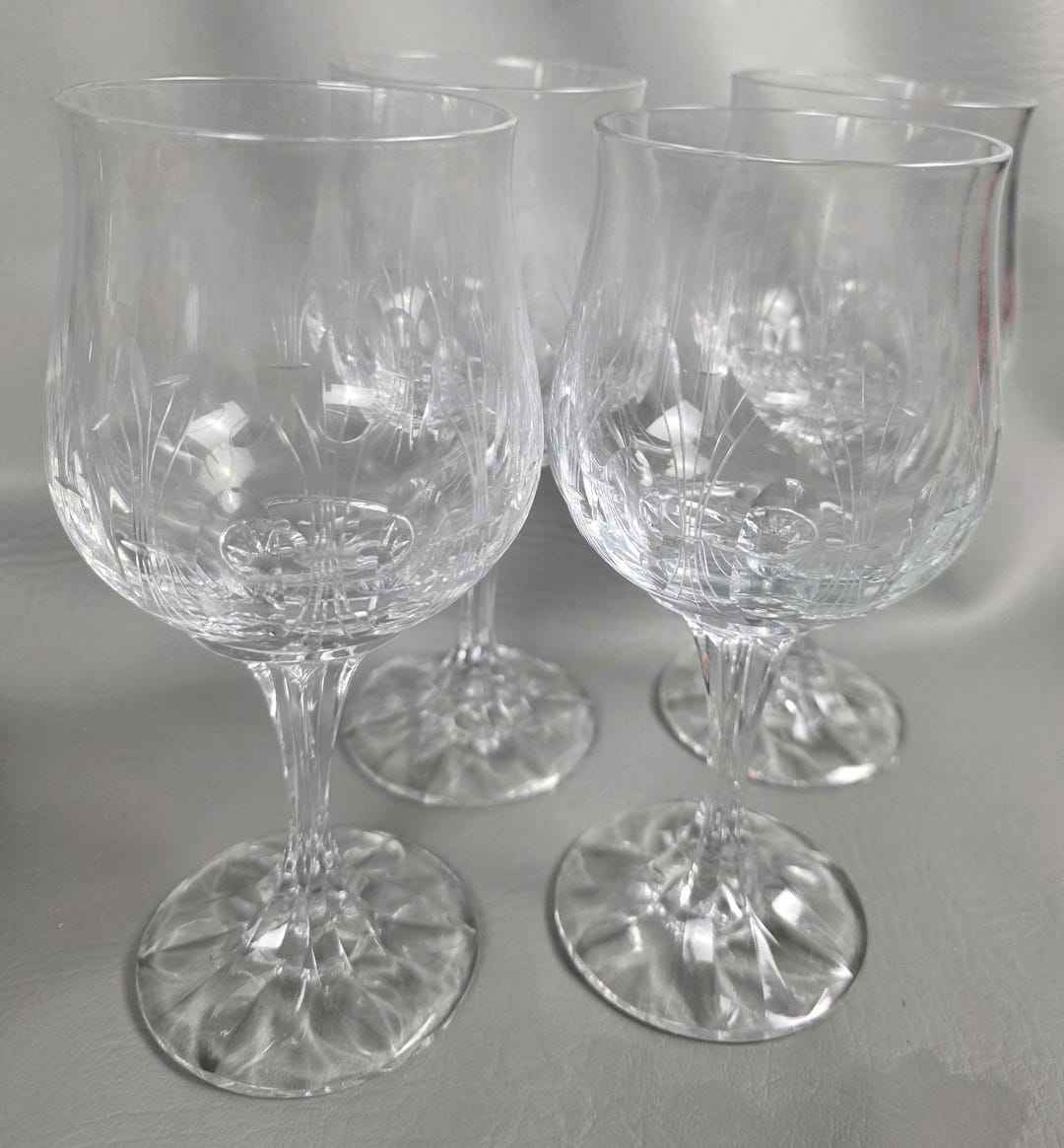 Vintage Franciscan Crystal Ondine 7.5 Inch Tall Water Goblets Set of 4 ...