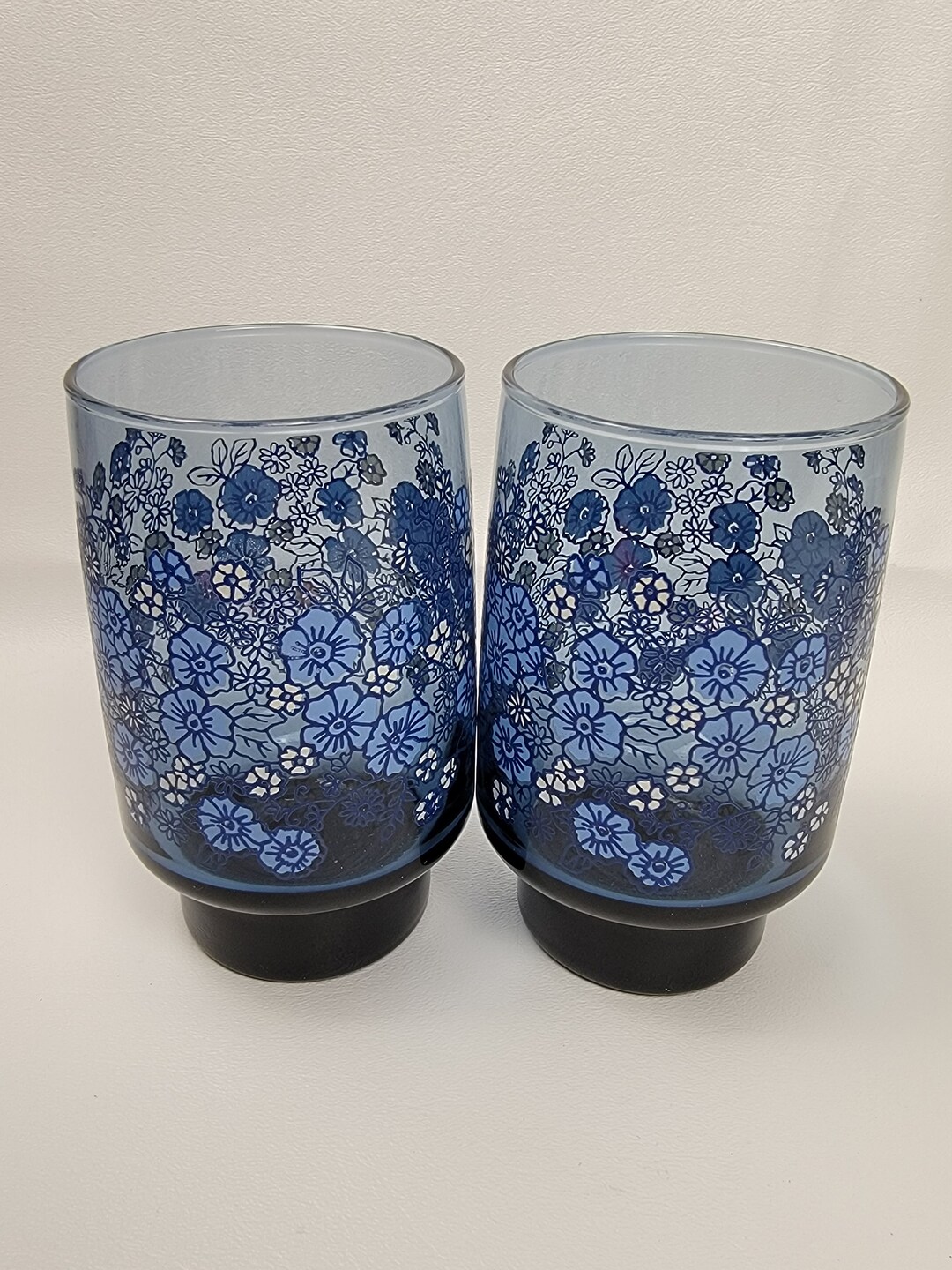 2 Vintage Libbey Glass Co "meadow Blue" 12oz Flat Bottom Glasses ...